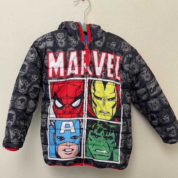 Marvel | Jackets & Coats | Marvel Avengers Puffer Reversible Jacket 3t ...